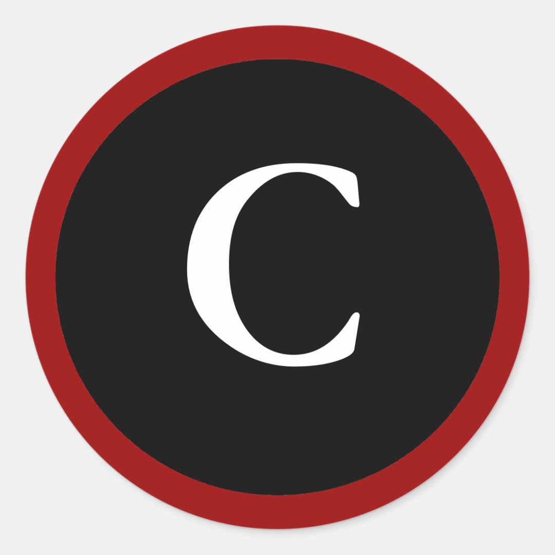 C : Initial C Letter C Red, White & Black Stickers | Zazzle