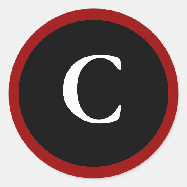 C : Initial C Letter C Red, White & Black Stickers | Zazzle