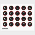 C : Initial C Letter C Red, White & Black Stickers | Zazzle