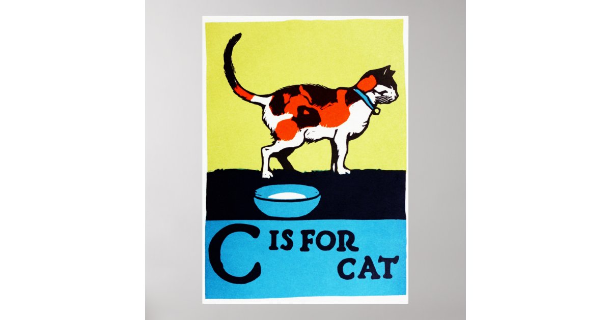 C is For Cat ABC 1923 Vintage Alphabet Poster | Zazzle