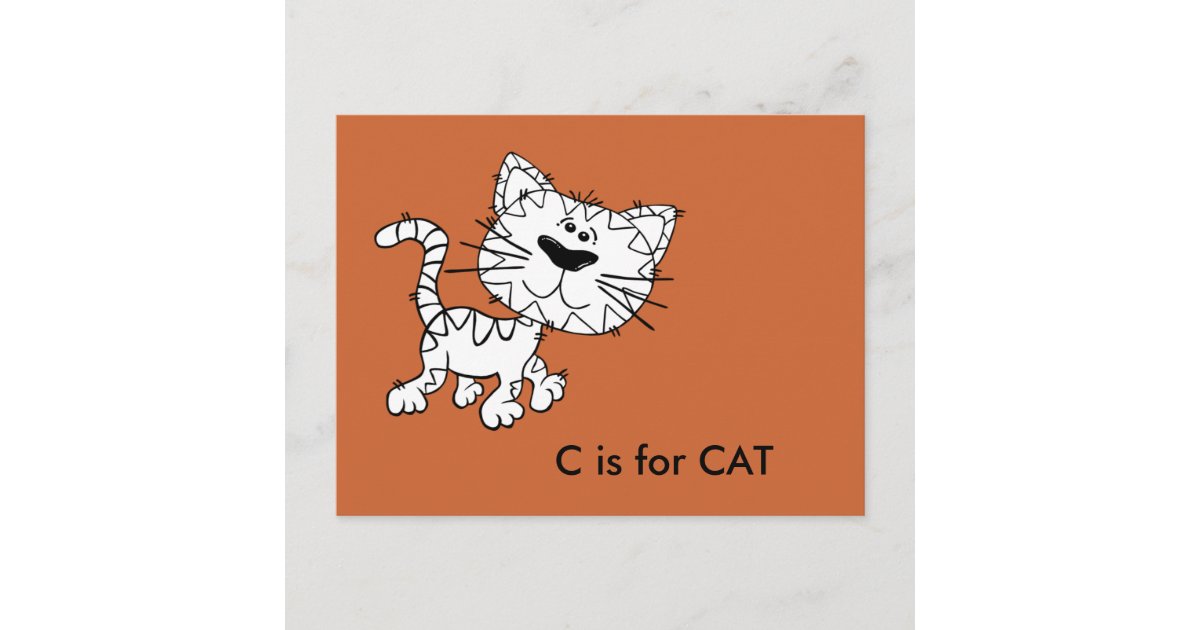 "C" is for Cat Alphabet Flashcard Postcard | Zazzle