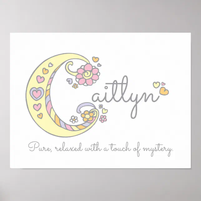 C monogram art Caitlyn girls name meaning poster | Zazzle