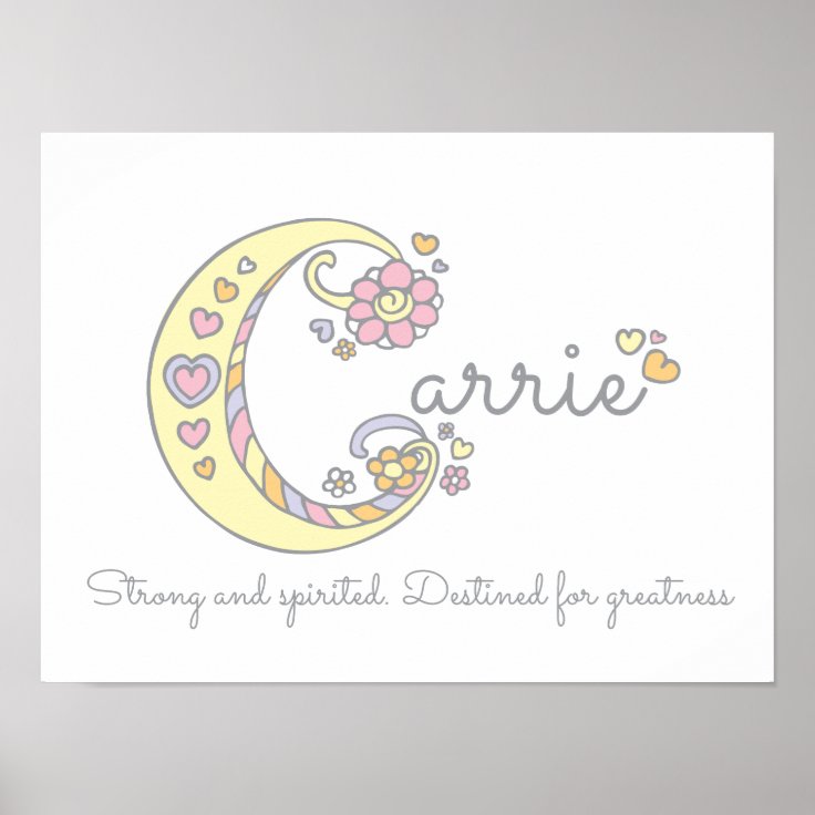 C monogram art Carrie girls name meaning poster | Zazzle