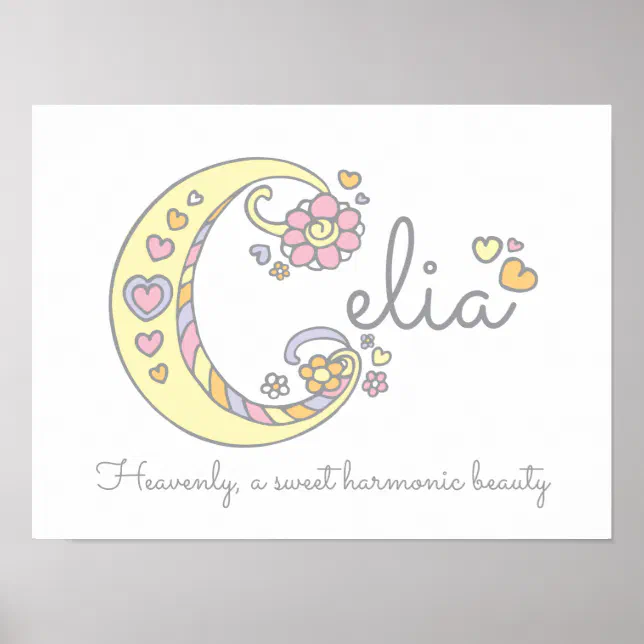 C monogram art Celia girls name meaning poster | Zazzle