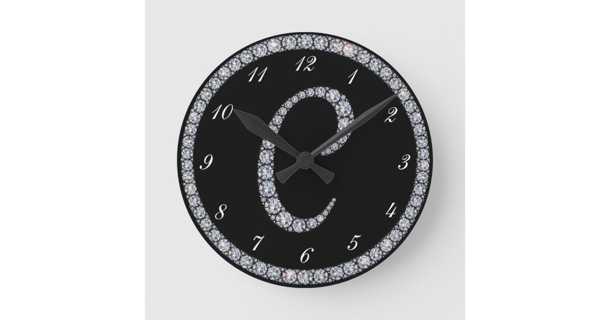 C Monogram bling ring clock | Zazzle