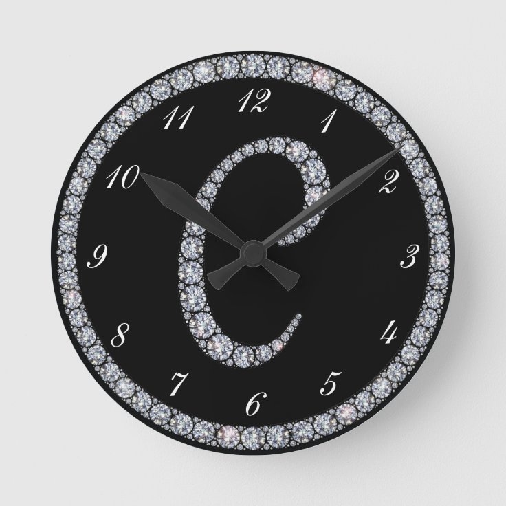 C Monogram bling ring clock | Zazzle