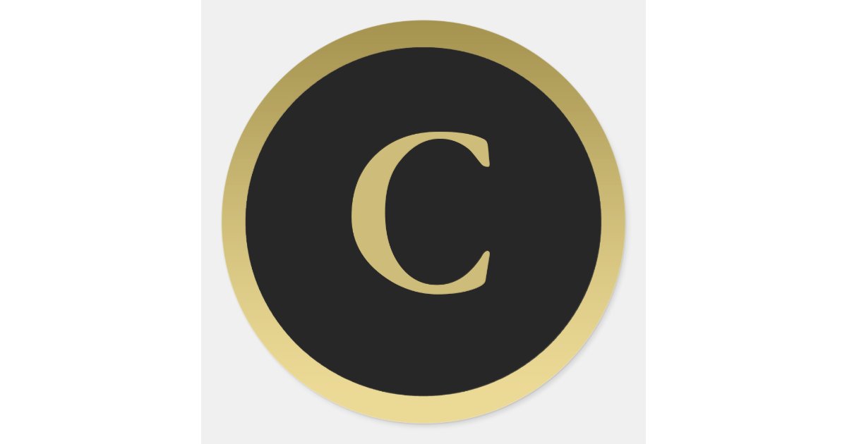 C :: Monogram C Elegant Gold and Black Sticker | Zazzle