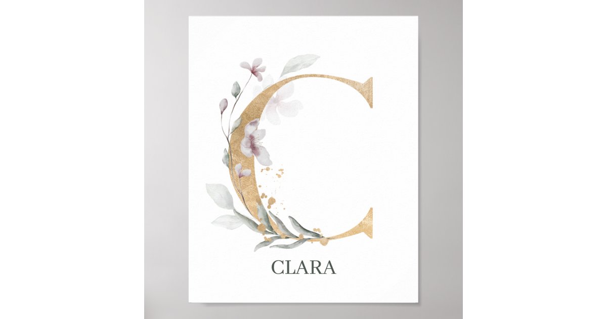 C Monogram Floral Personalized Poster | Zazzle