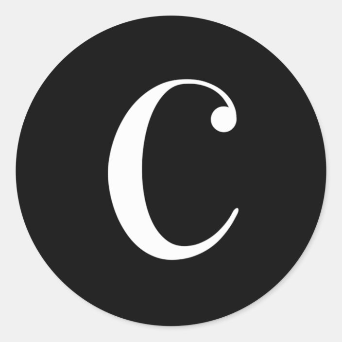 C monogram, white text on black classic round sticker | Zazzle.com