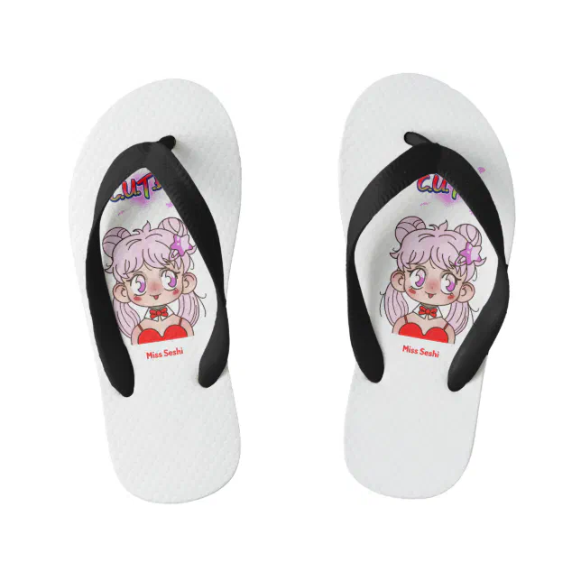 C.U.T.E. Japanese Anime Kid's Flip Flops | Zazzle