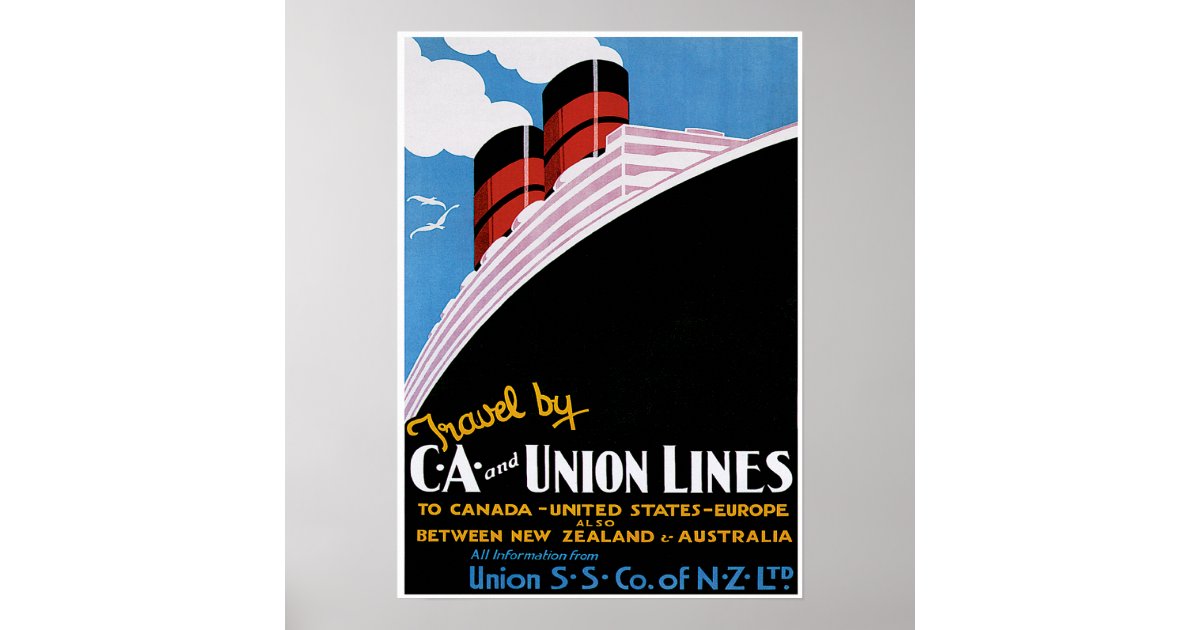 CA & Union Lines - Vintage Ship Advertisement Poster | Zazzle
