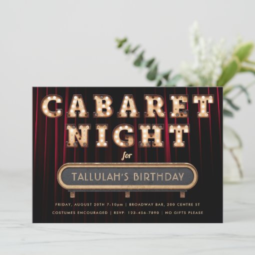 Cabaret Night Birthday Party Invitation | Zazzle