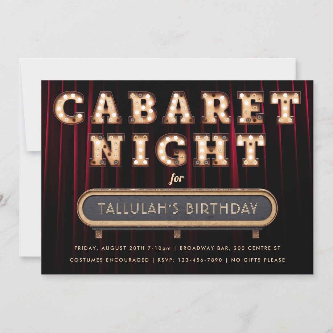 Cabaret Night Birthday Party Invitation | Zazzle