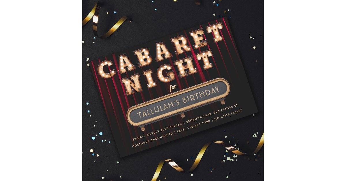 Cabaret Night Birthday Party Invitation | Zazzle