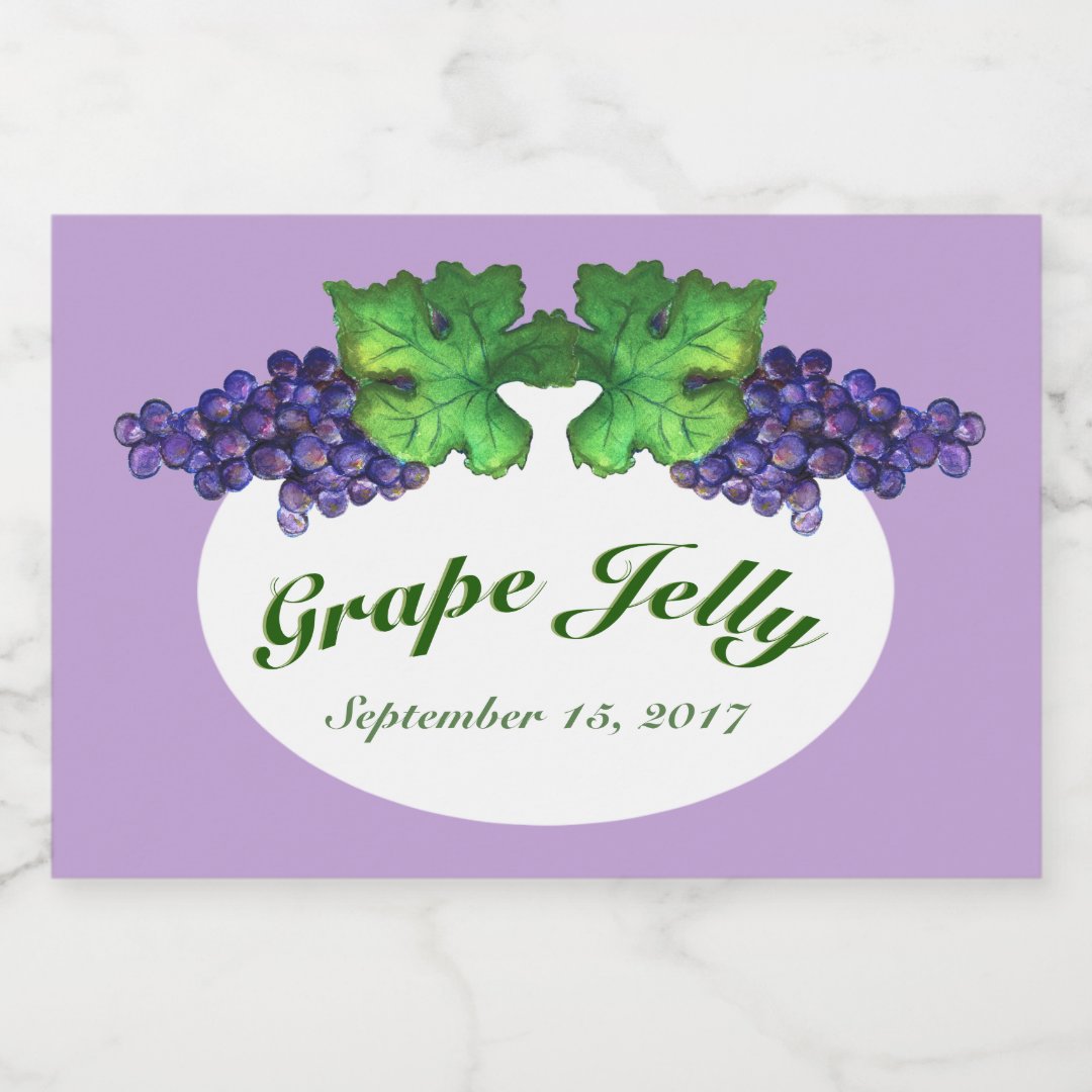 Cabernet Grape Jelly and Jam Label Light Purple | Zazzle