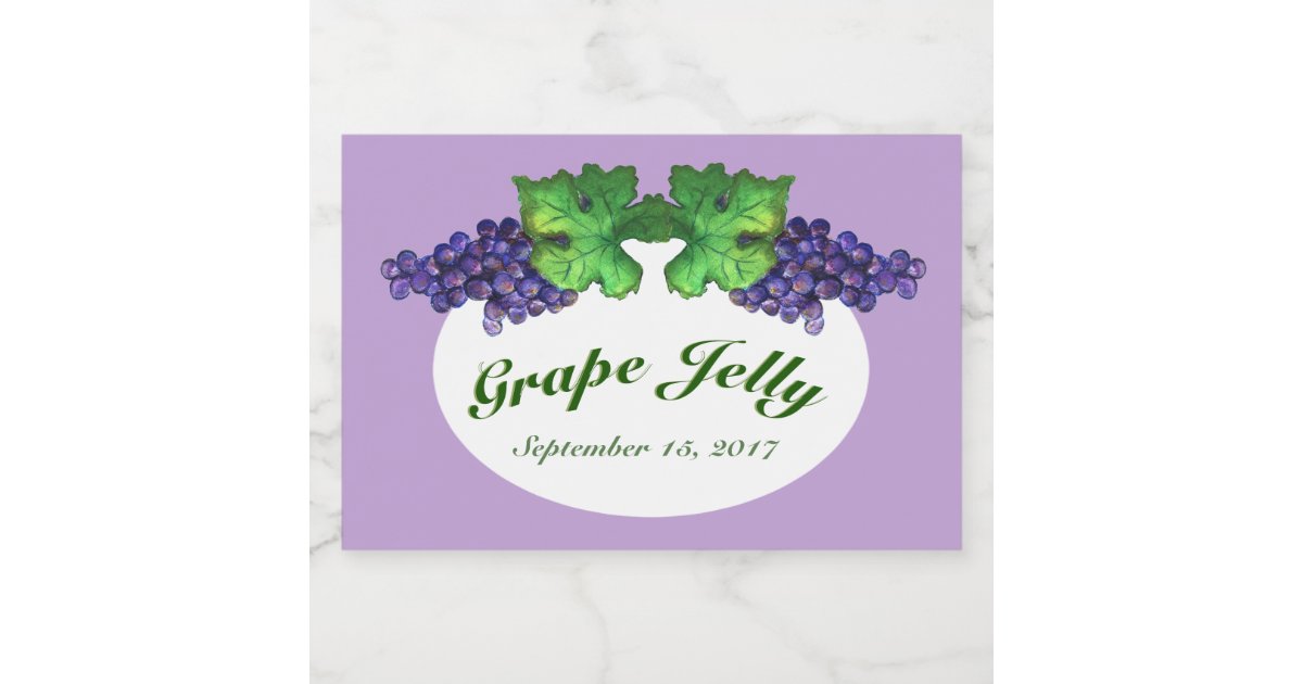 Cabernet Grape Jelly and Jam Label Light Purple | Zazzle