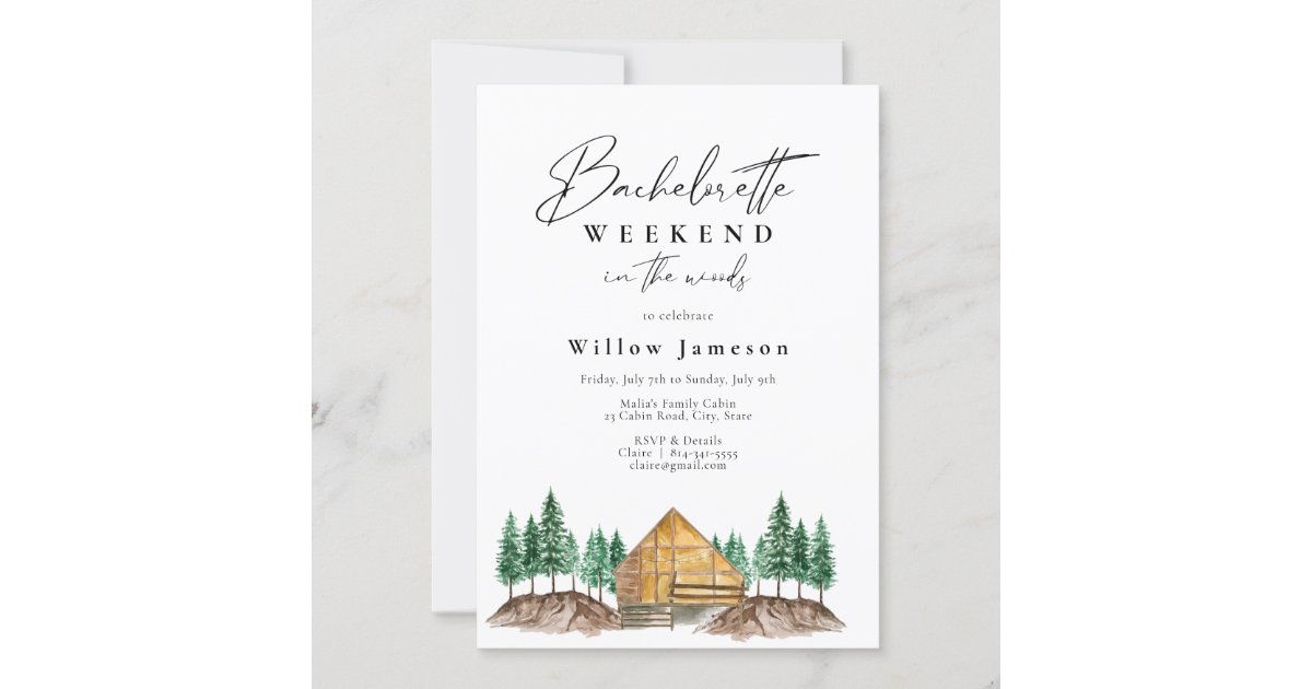 Cabin Bachelorette Weekend in the Woods Invitation | Zazzle