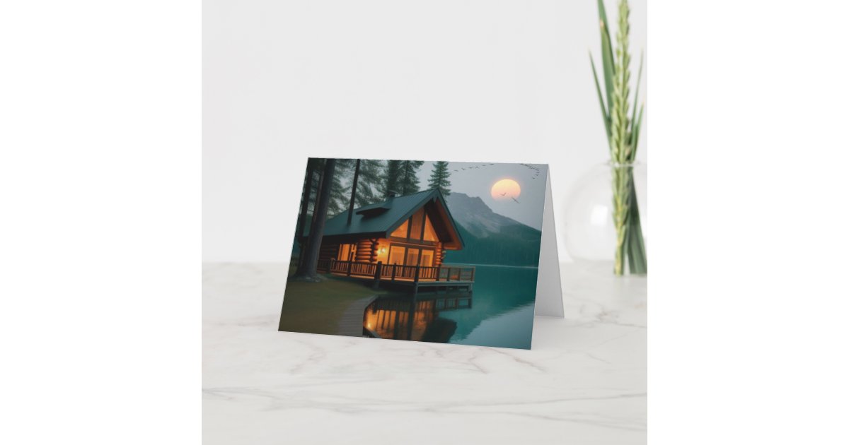 Cabin By The Lake Birthday Card | Zazzle