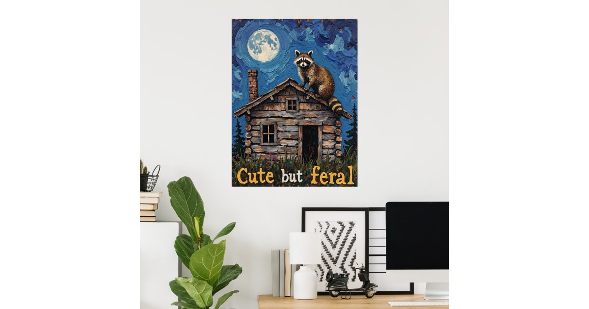 Cabin Dweller: A Raccoon's Night Perch Poster | Zazzle