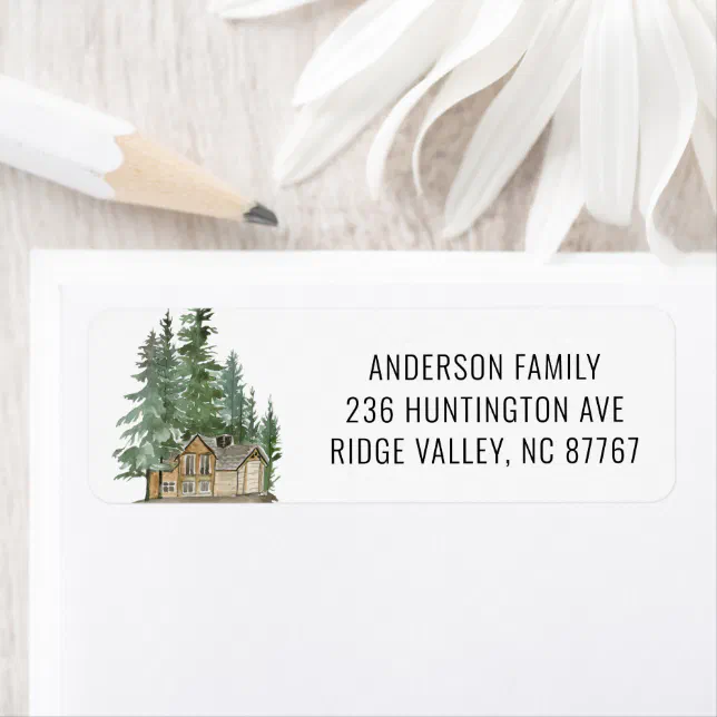 Cabin Mountains Neck of the Woods New Address Label | Zazzle