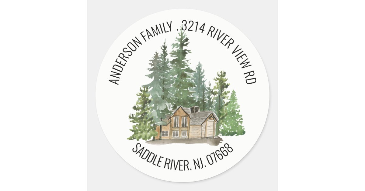 Cabin Mountains | New Home Address Label Sticker | Zazzle