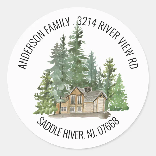 Cabin Mountains | New Home Address Label Sticker | Zazzle