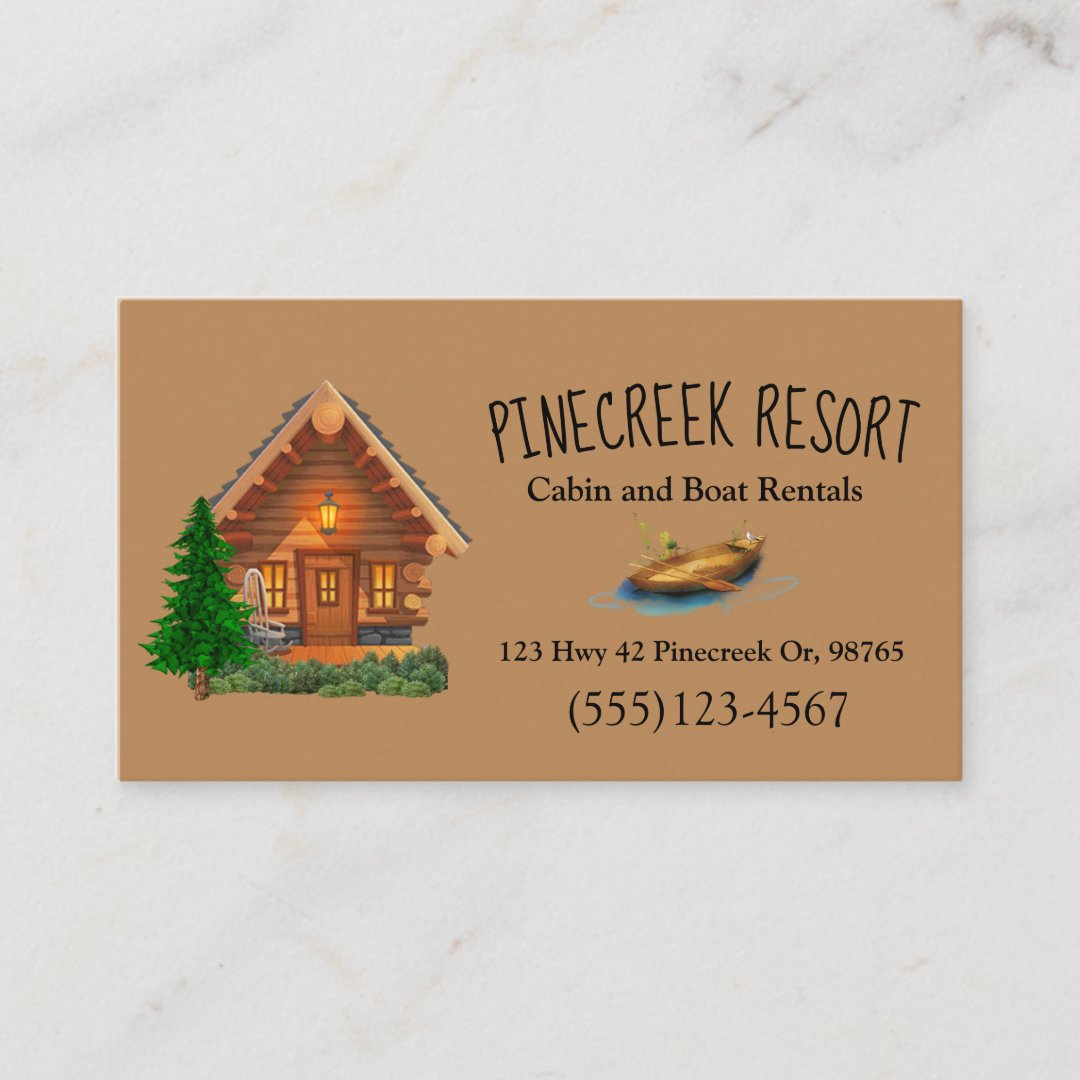 Cabin Resort Vacation Lodge Rental Business Card | Zazzle