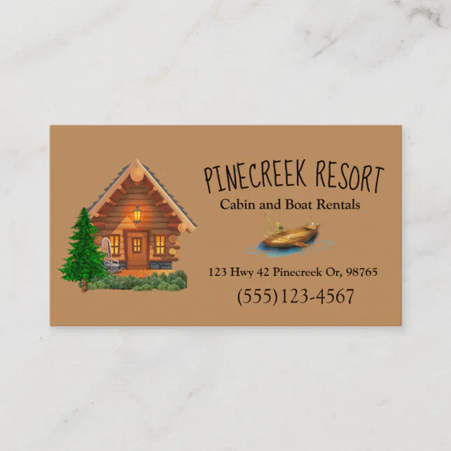 Cabin Resort Vacation Lodge Rental Business Card | Zazzle