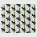 Cabin Style Moose and Pine Tree Pattern Wrapping Paper | Zazzle