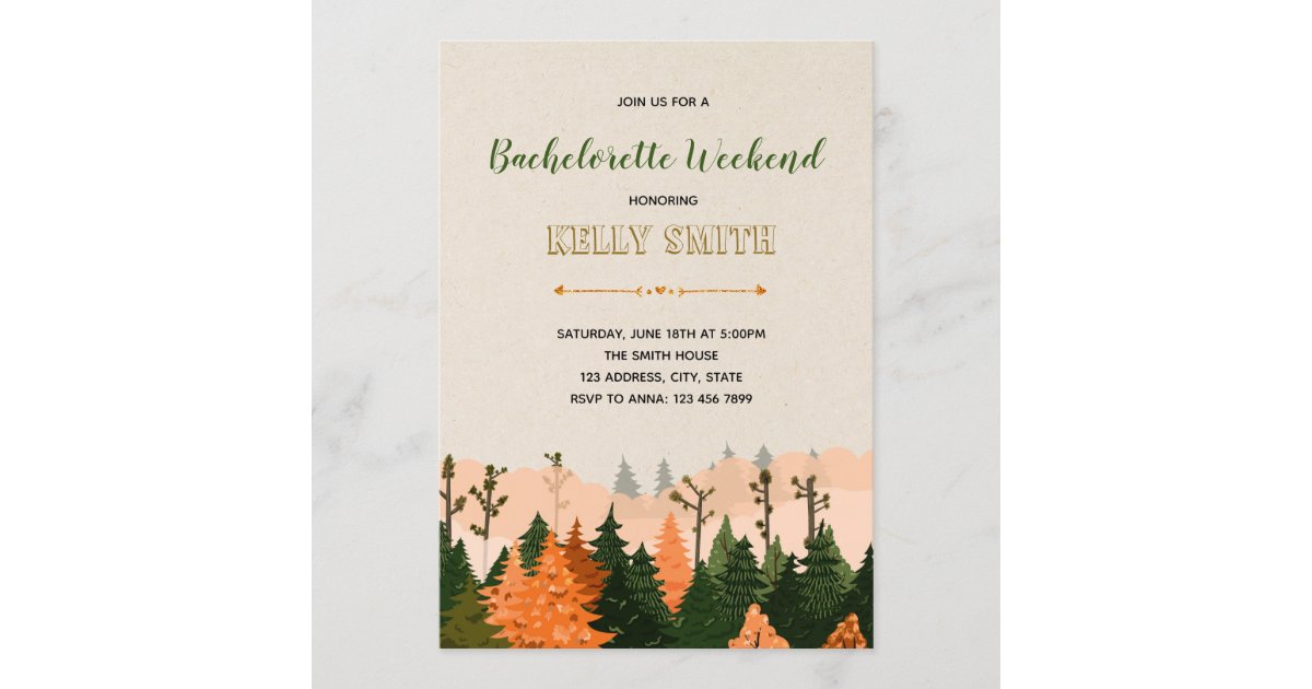 Cabin weekend bachelorette party invitation | Zazzle.com