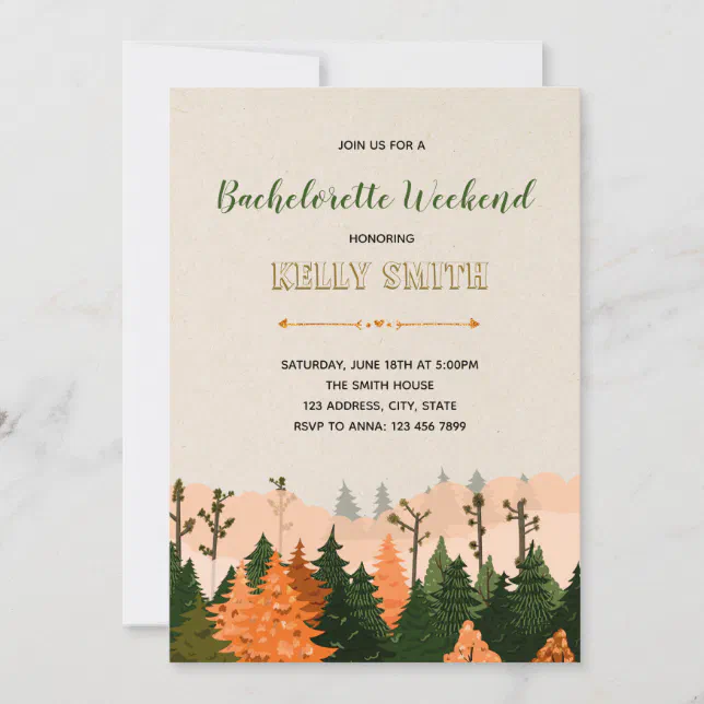 Cabin weekend bachelorette party invitation | Zazzle