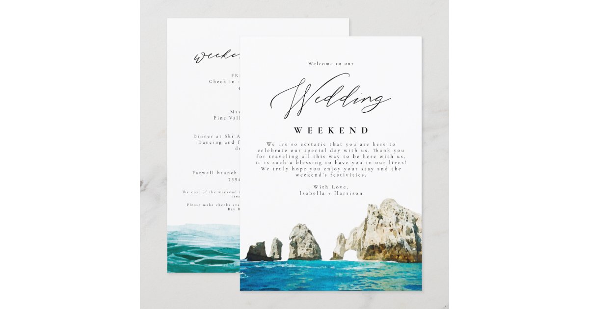 Cabo Mexico Wedding Welcome Letter Itinerary Invitation | Zazzle