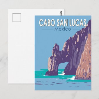 Cabo San Lucas Arch Mexico Travel Art Vintage Postcard | Zazzle