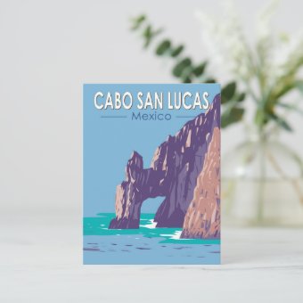 Cabo San Lucas Arch Mexico Travel Art Vintage Postcard | Zazzle