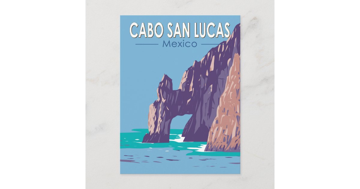 Cabo San Lucas Arch Mexico Travel Art Vintage Postcard | Zazzle