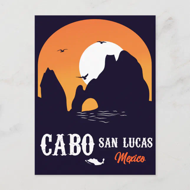Cabo San Lucas Mexico Arch Vintage retro Sunset Postcard | Zazzle