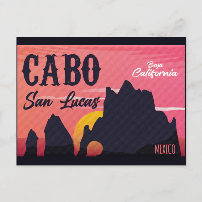 Cabo San Lucas Mexico Arch Vintage retro Sunset Postcard | Zazzle