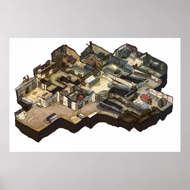 Cache Isometric CSGO Map Poster | Zazzle