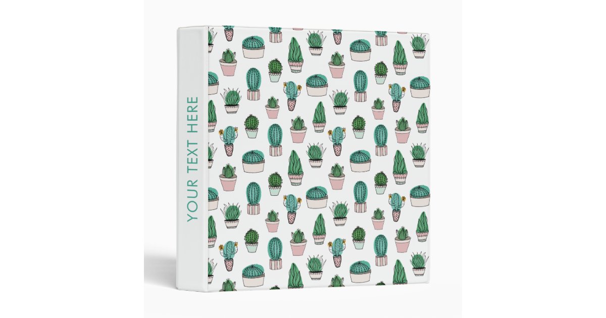 Cacti Cactus plant pattern 3 Ring Binder | Zazzle