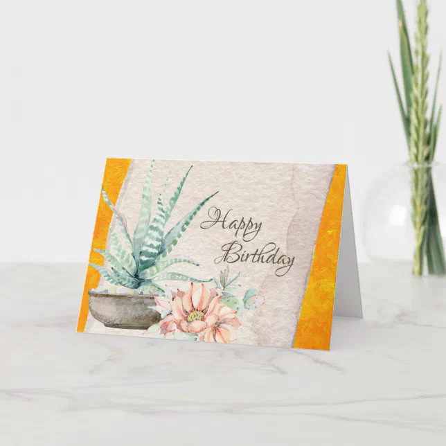 Cactus and Flower Southwestern Desert Birthday Card | Zazzle