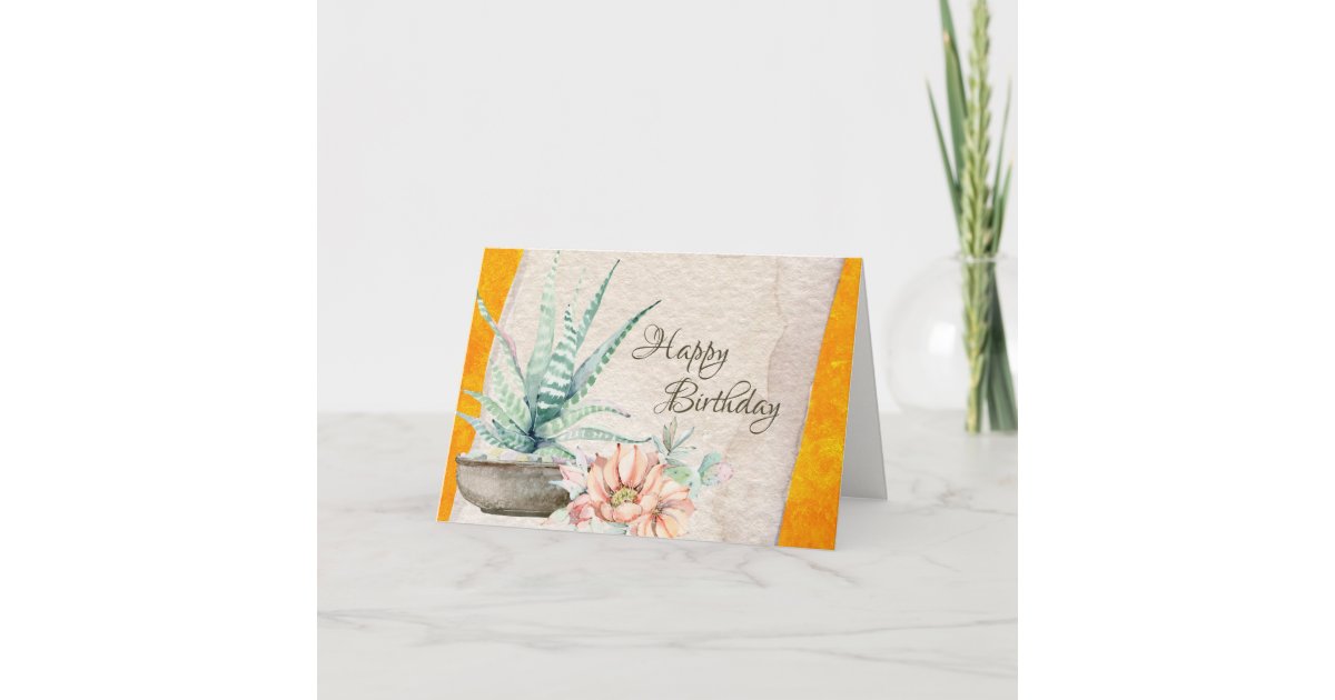 Cactus and Flower Southwestern Desert Birthday Card | Zazzle