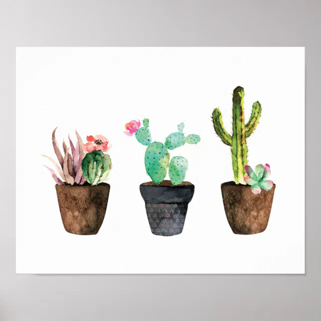 Cactus and Succulent Trio One Poster | Zazzle