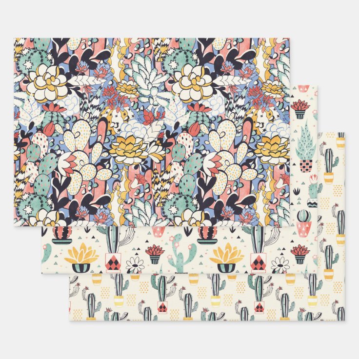 Cactus and succulent wrapping paper sheets | Zazzle