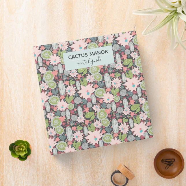 Cactus And Succulents Plants Vacation Rental Guide 3 Ring Binder | Zazzle