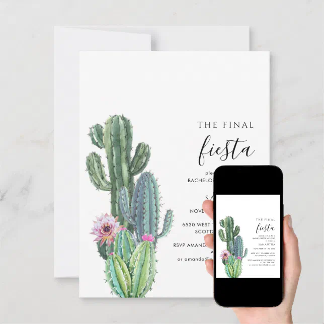 Cactus Bachelorette Weekend Party With Itinerary Invitation | Zazzle