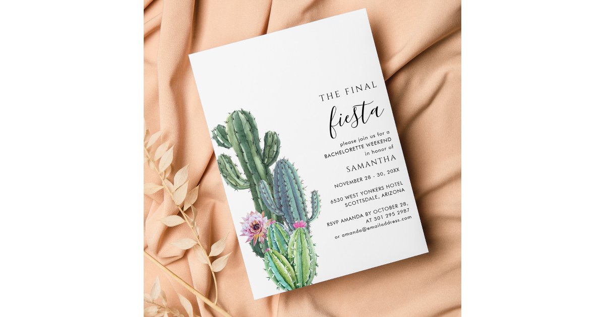 Cactus Bachelorette Weekend Party With Itinerary Invitation | Zazzle