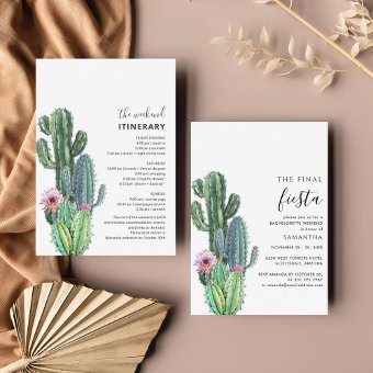 Cactus Bachelorette Weekend Party With Itinerary Invitation | Zazzle