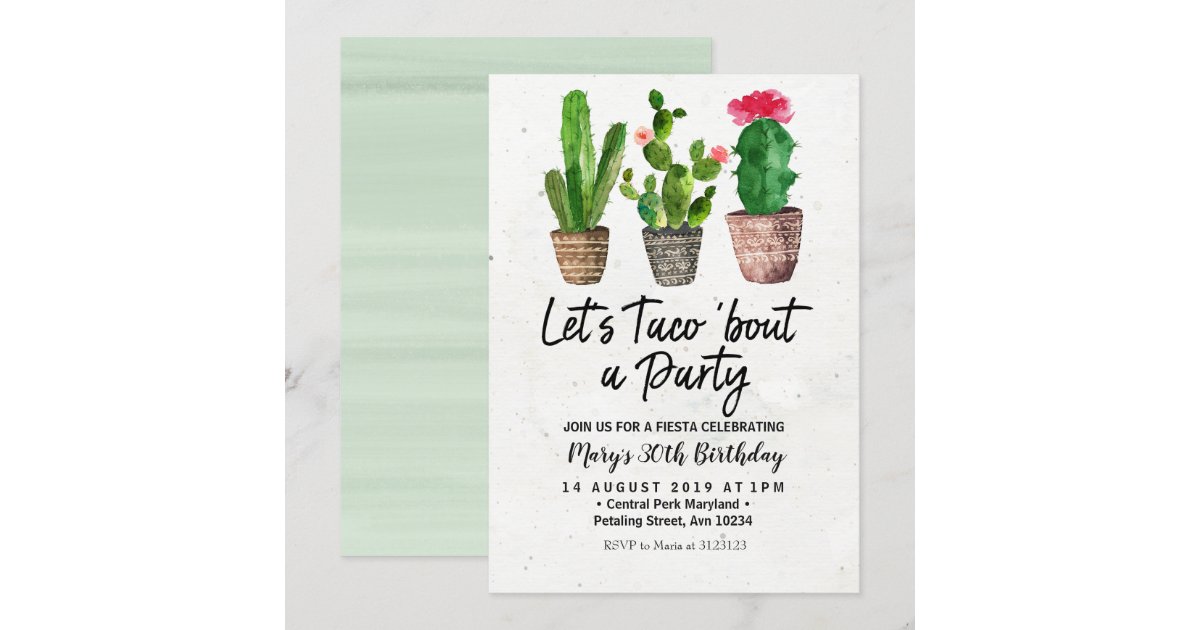 Cactus Birthday Fiesta Party Invitation | Zazzle
