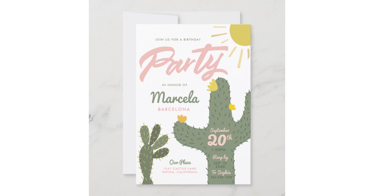 Cactus Birthday Party Invitation | Zazzle