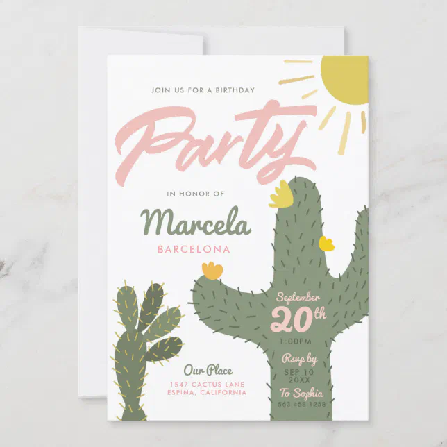 Cactus Birthday Party Invitation | Zazzle